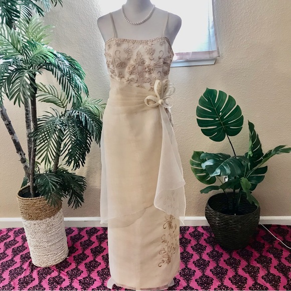 Dresses | Cream Beige Kultura Pinya Organza Filipiniana Mothers Dress W ...